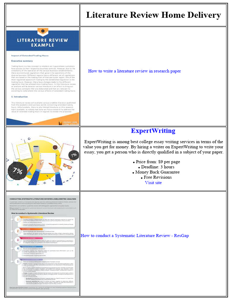 Literature Review Home Delivery | PDF | Essays | Thesis