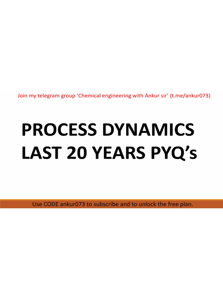 Process Dynamics PYQs | PDF