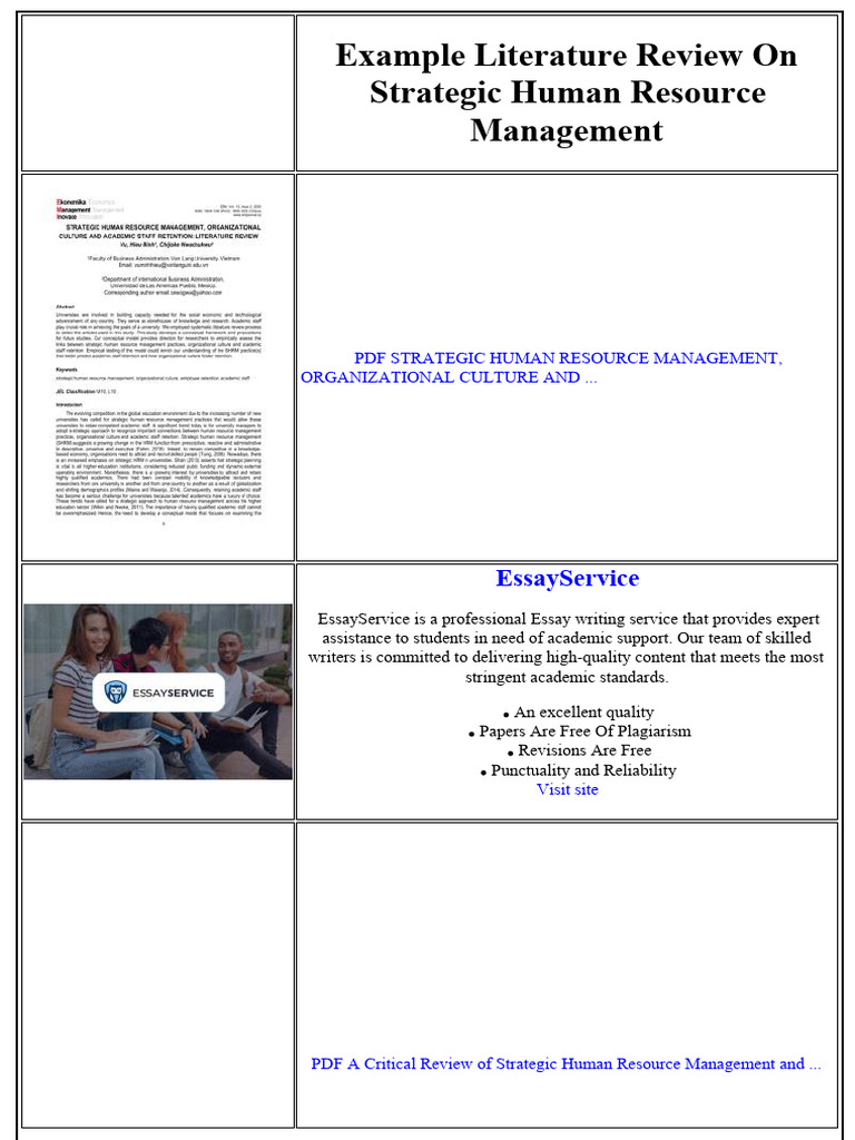 Example Literature Review On Strategic Human Resource Management | PDF ...