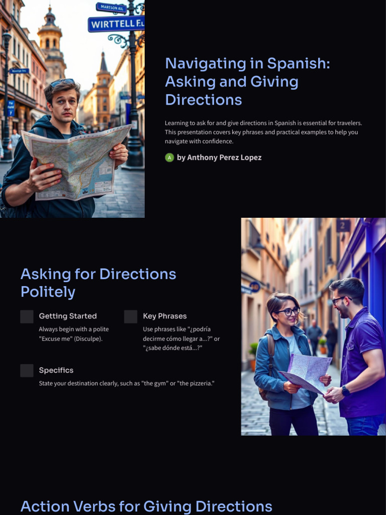 Navigating in Spanish Asking and Giving Directions Processed | PDF