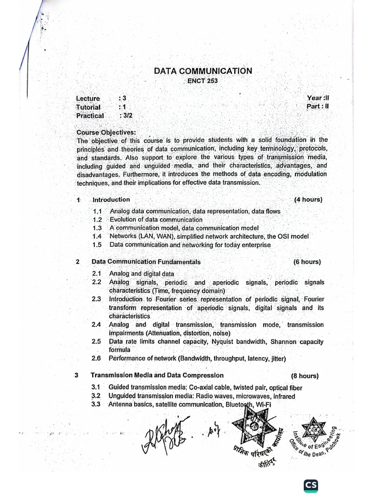 Data Communication Syllabus New | PDF