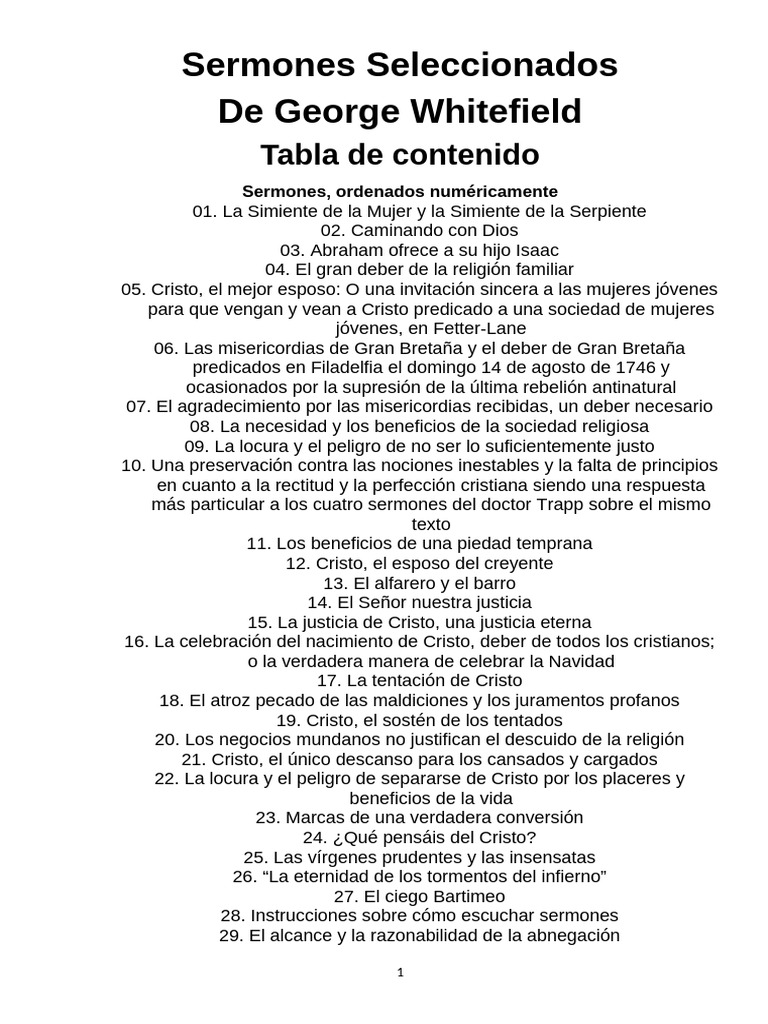 Sermones Seleccionados - Whitefield | PDF | Salvación | Víspera