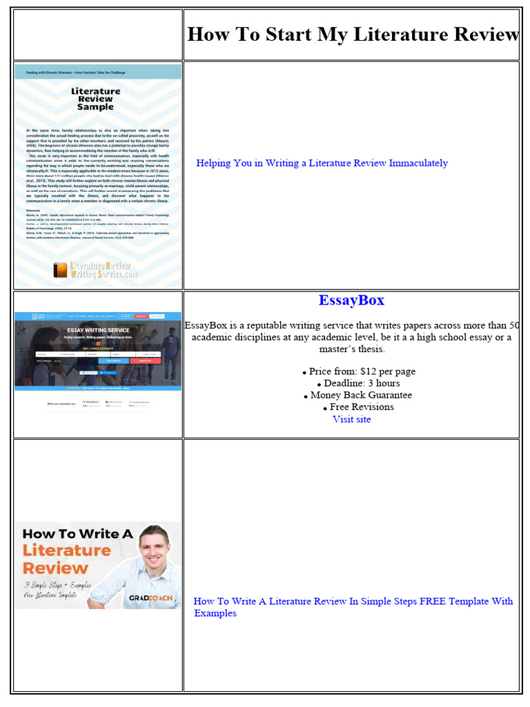 How To Start My Literature Review | PDF | Essays | Thesis
