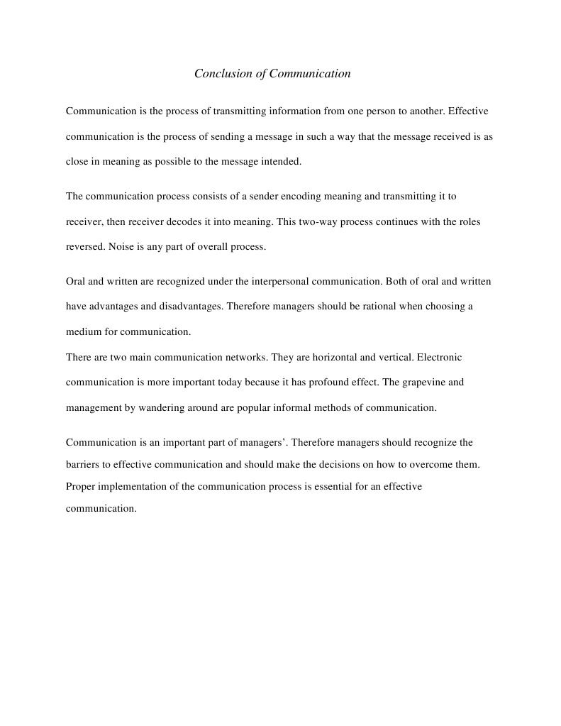 Conclusion of Communication | PDF | Human Communication | Communication