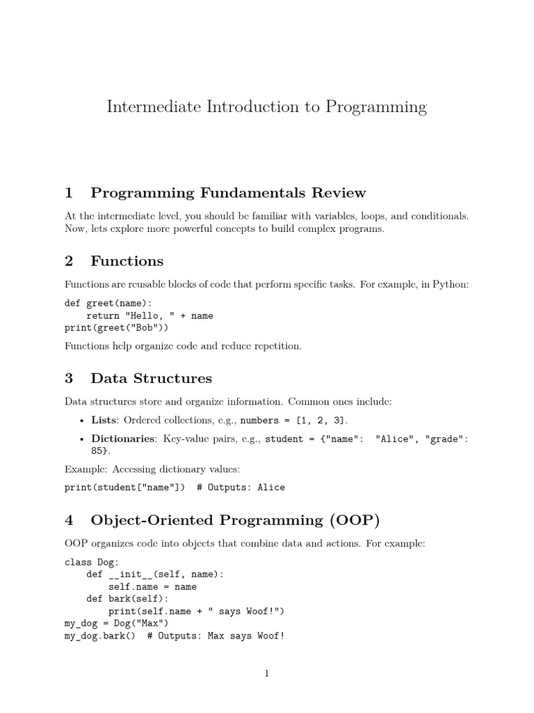 Intermediate Introduction To Programming | PDF