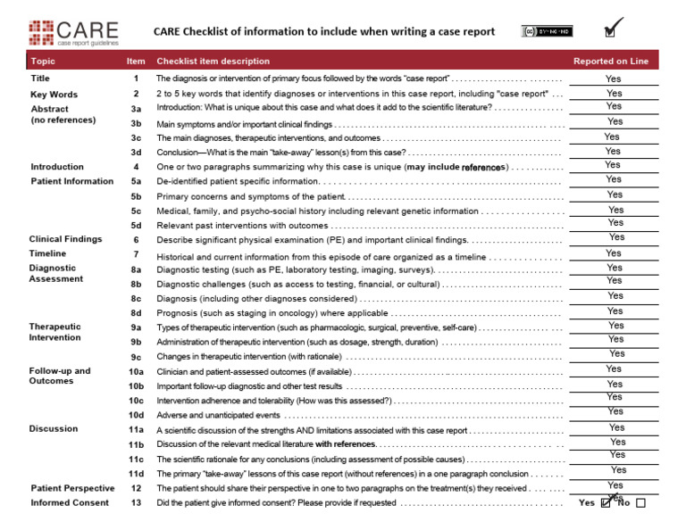 Case Report Writing Checklist | PDF | Medical Diagnosis | Health Sciences