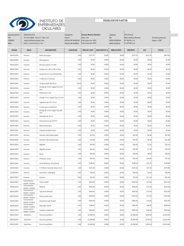 Desglose Pac. Susana Monroy | PDF