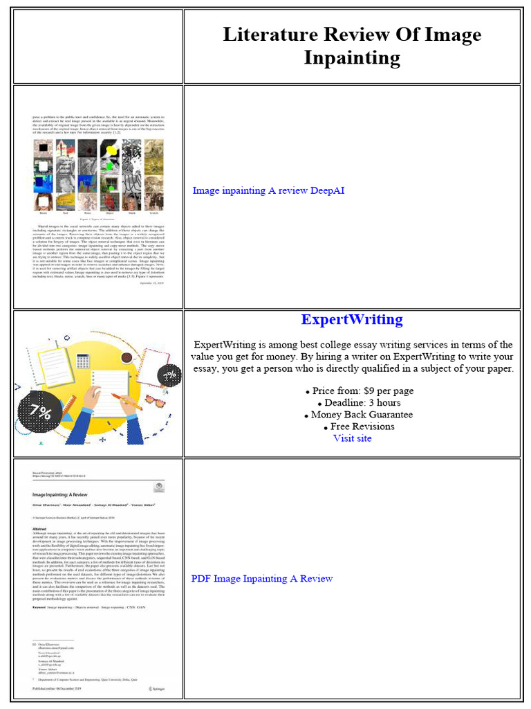 Literature Review of Image Inpainting | PDF | Essays | Plagiarism