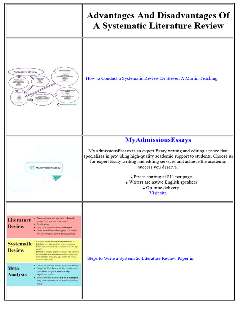 Advantages and Disadvantages of A Systematic Literature Review | PDF ...