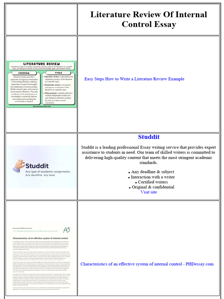 Literature Review of Internal Control Essay | PDF | Internal Control ...