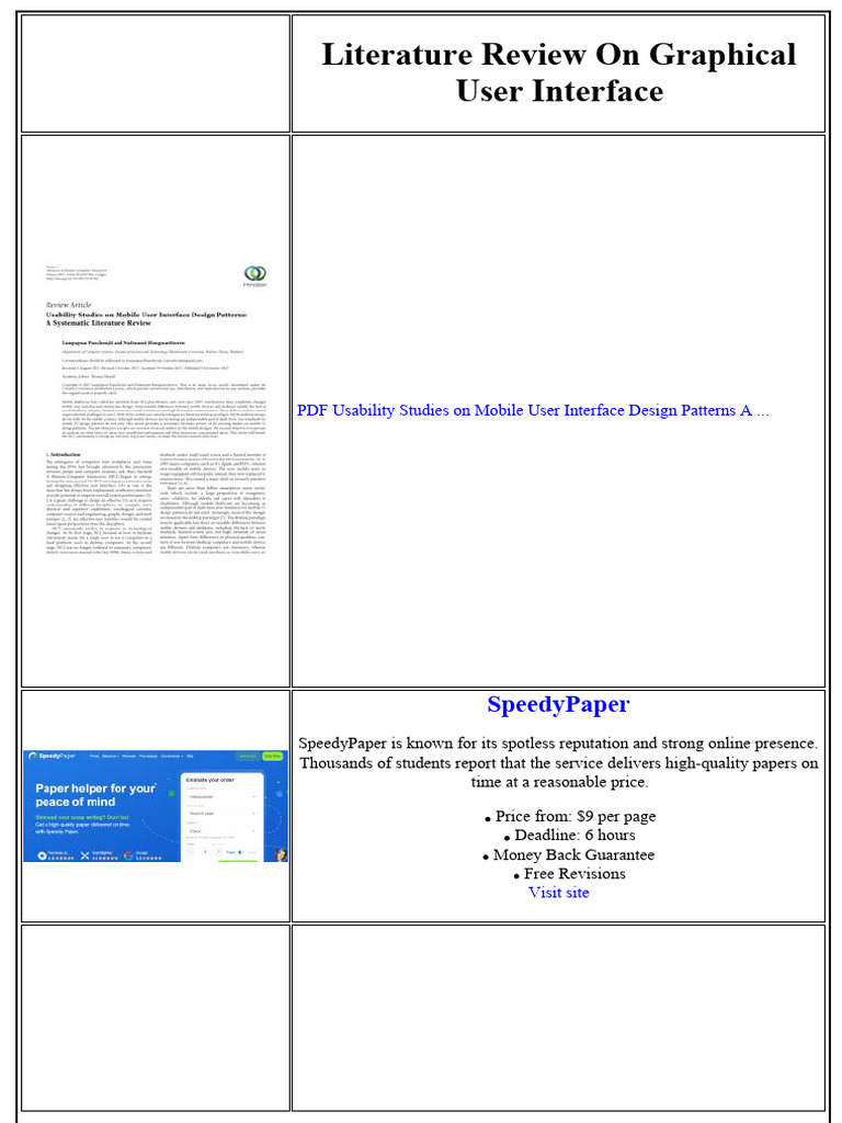 Literature Review On Graphical User Interface | PDF | Graphical User Interfaces | Essays