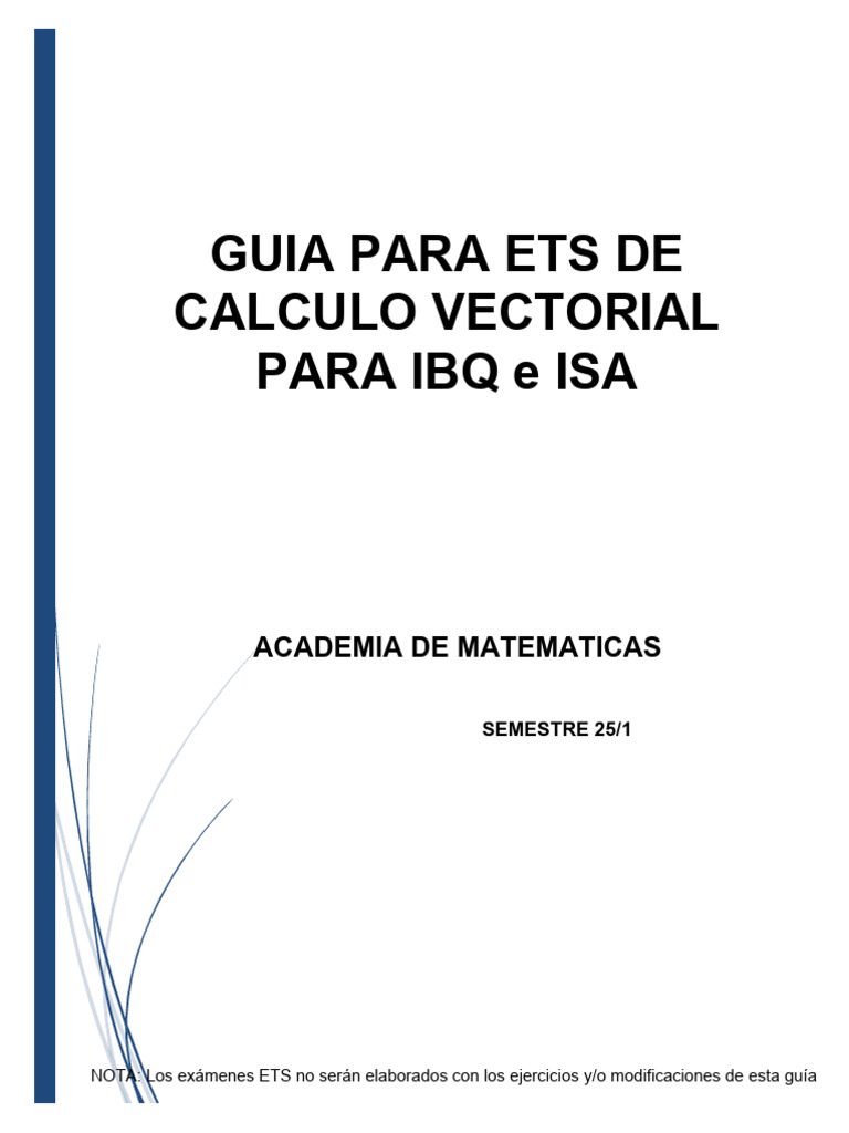 Guía para Ets de Cálculo Vectorial. | PDF | Integral | Gases