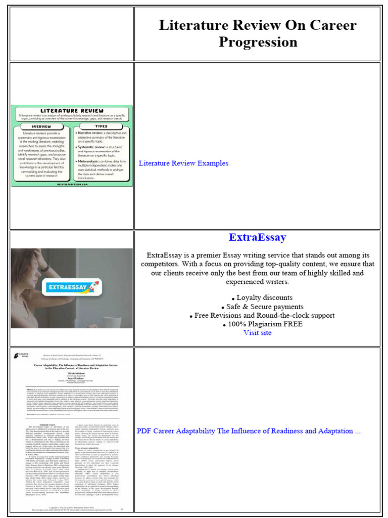 Literature Review On Career Progression | PDF | Essays | Methodology