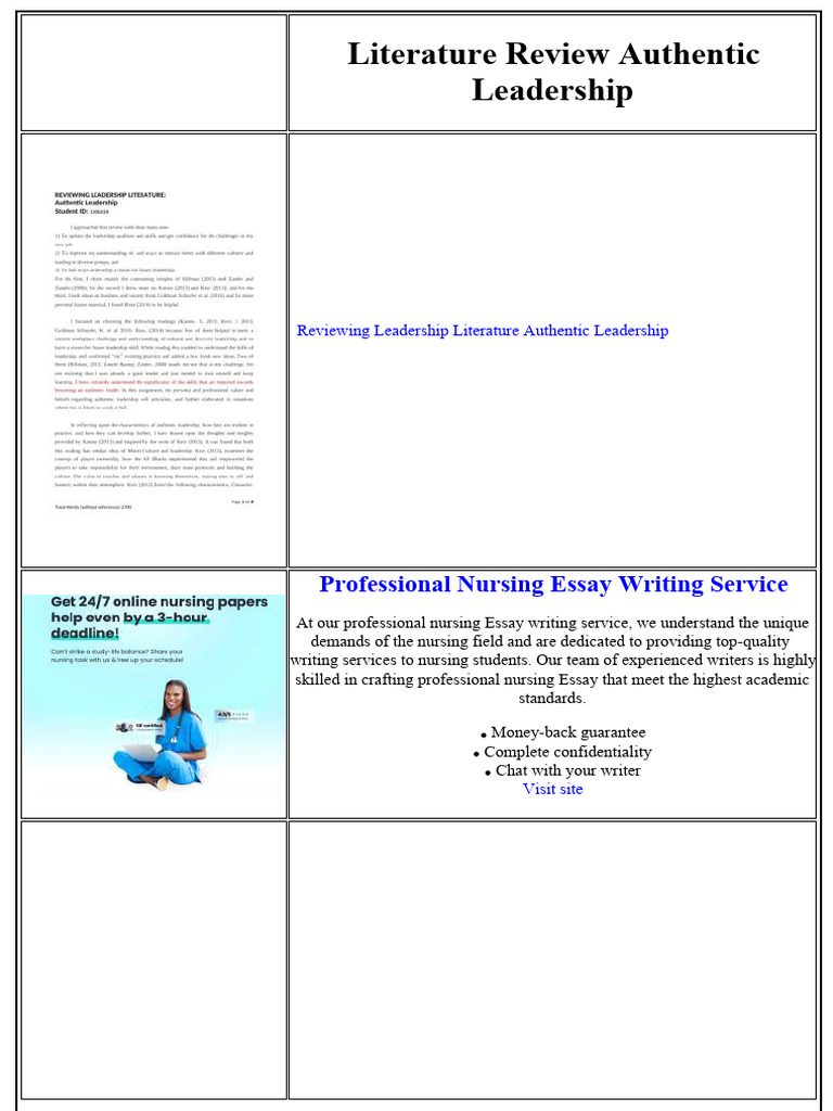 Literature Review Authentic Leadership | PDF | Leadership ...