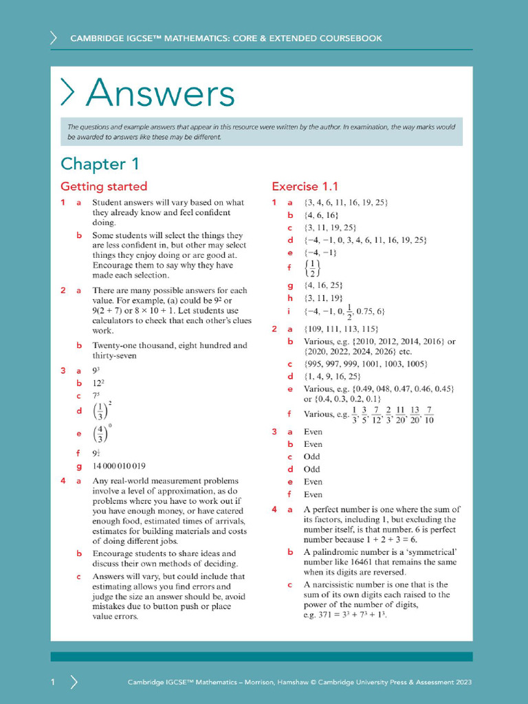 Igcse Maths 3ed Coursebook Answers | PDF