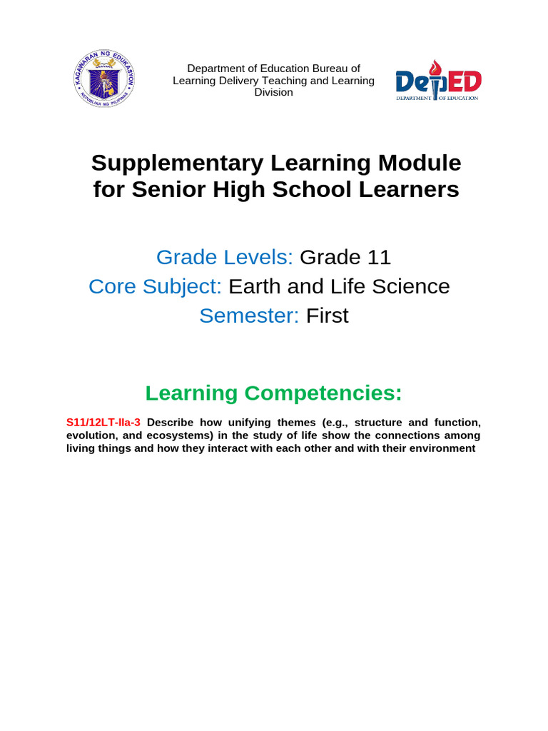 Earth and Life Science Module for SHS | PDF | Evolution | Natural Selection