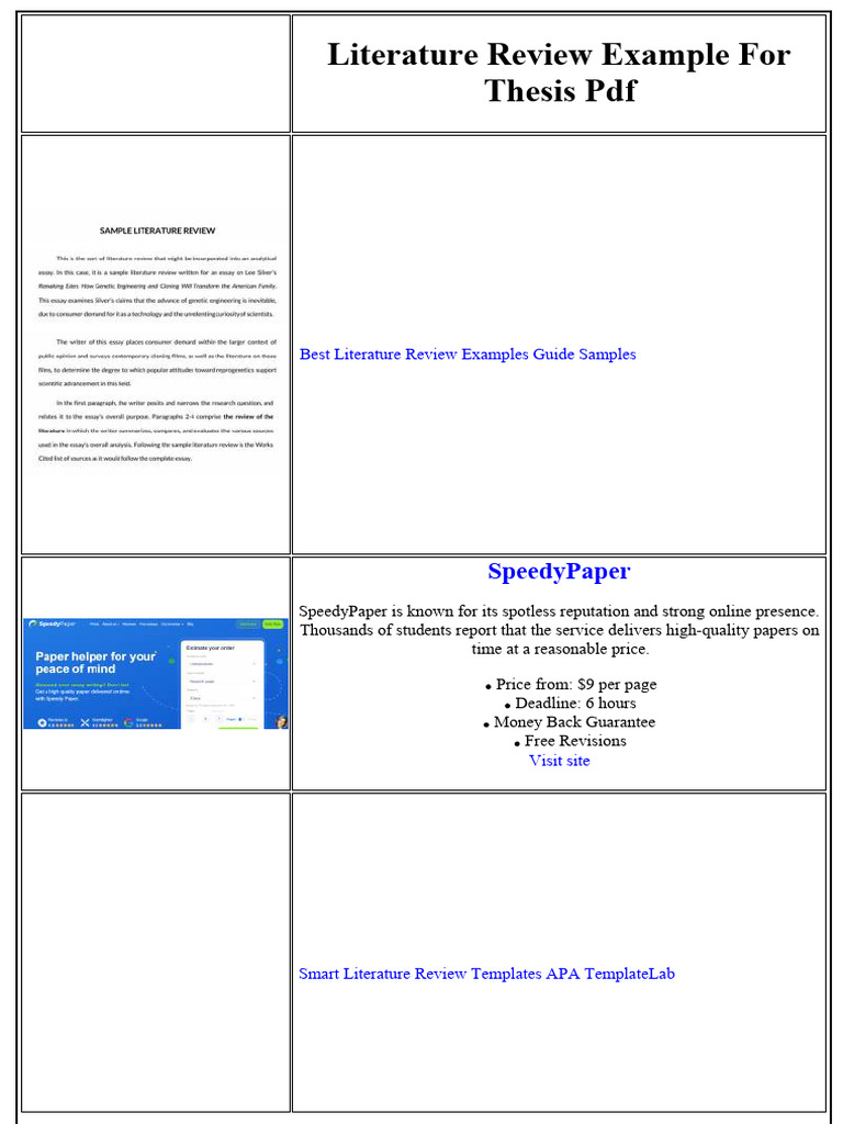 Literature Review Example For Thesis PDF | PDF | Essays | Thesis