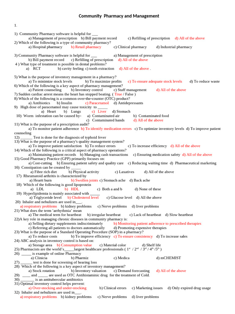 Question Bank 3rd Internal (COPM) | PDF | Pharmacy | Diseases And Disorders