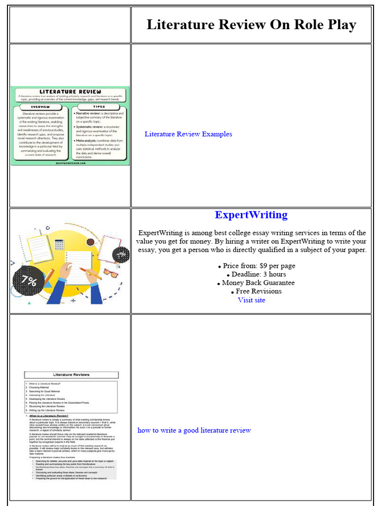 Literature Review On Role Play | PDF | Thesis | Essays