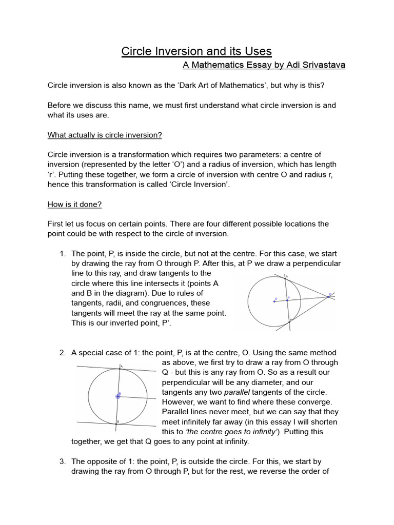 Circle Inversion and Its Uses 1 | PDF | Circle | Perpendicular