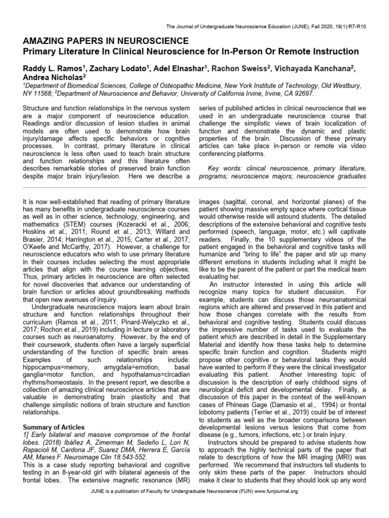 Amazing Papers in Neuroscience | PDF | Neuroscience | Brain
