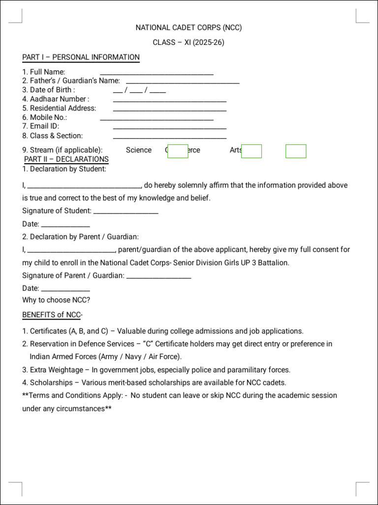 NCC Form | PDF