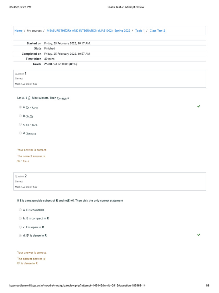 Class Test-2 - Measure Theory | PDF | Function (Mathematics ...