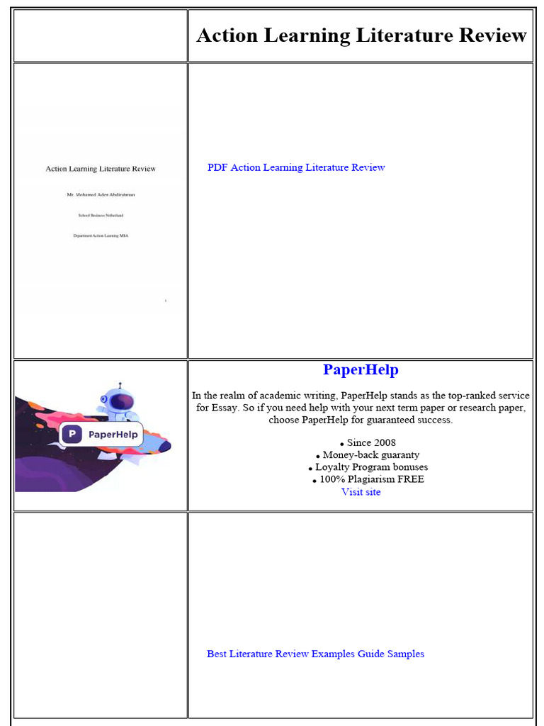 Action Learning Literature Review | PDF | Educational Technology | Learning