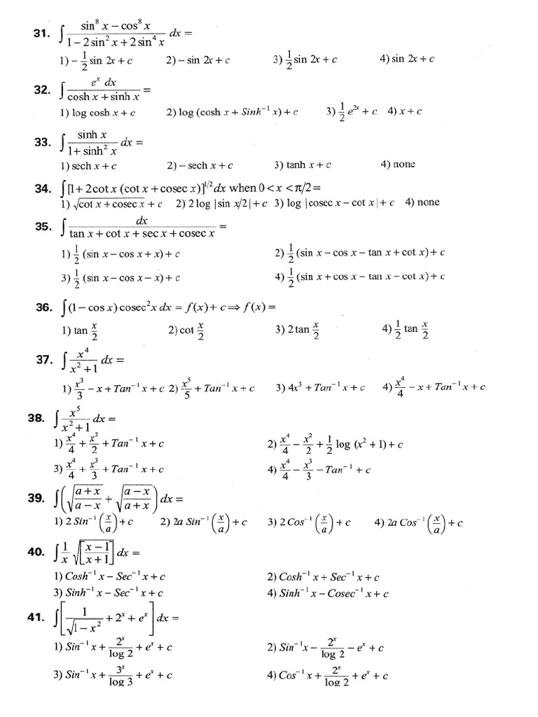 Indefinite Integrals DPP - 2 | PDF