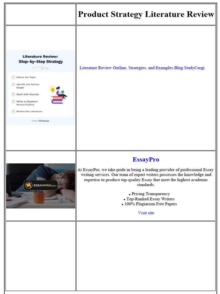 Product Strategy Literature Review | PDF | Strategic Management ...