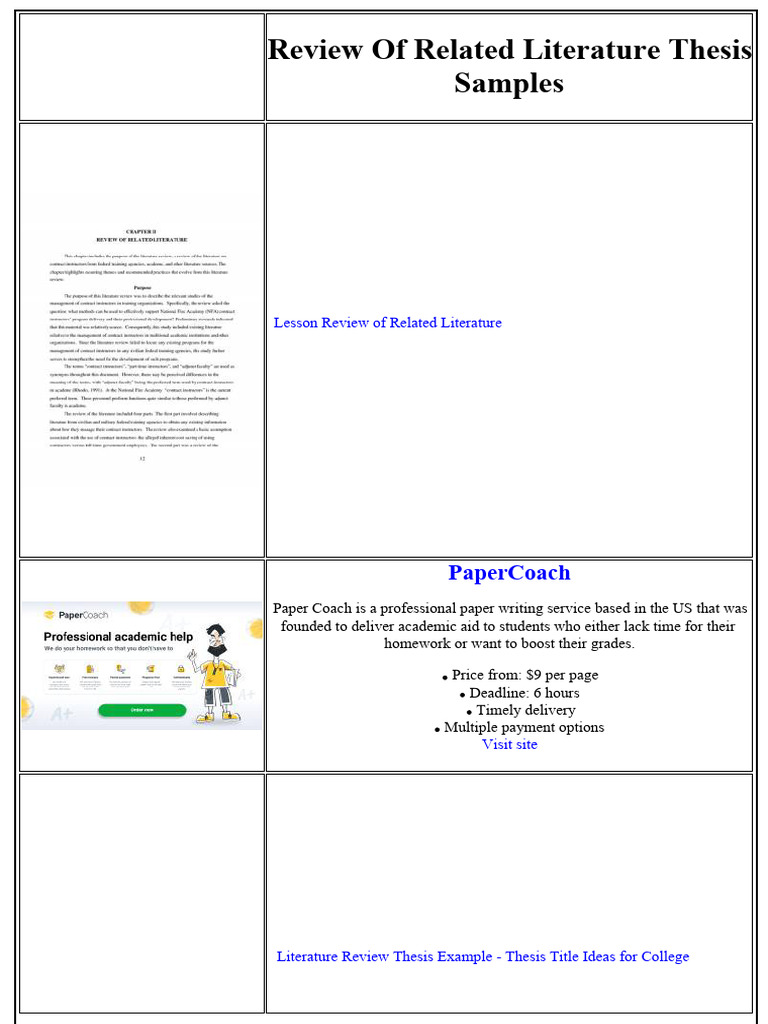 Review of Related Literature Thesis Samples | PDF | Thesis | Essays