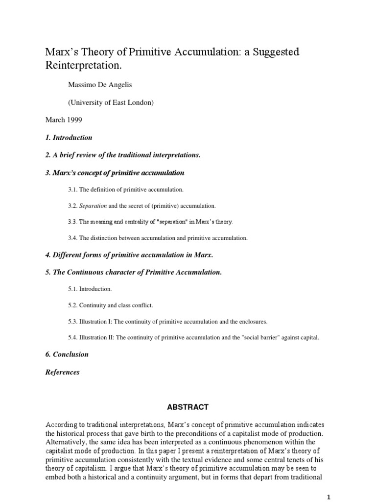 Marx Theory of Primitive Accumulation | Capitalism | Karl Marx