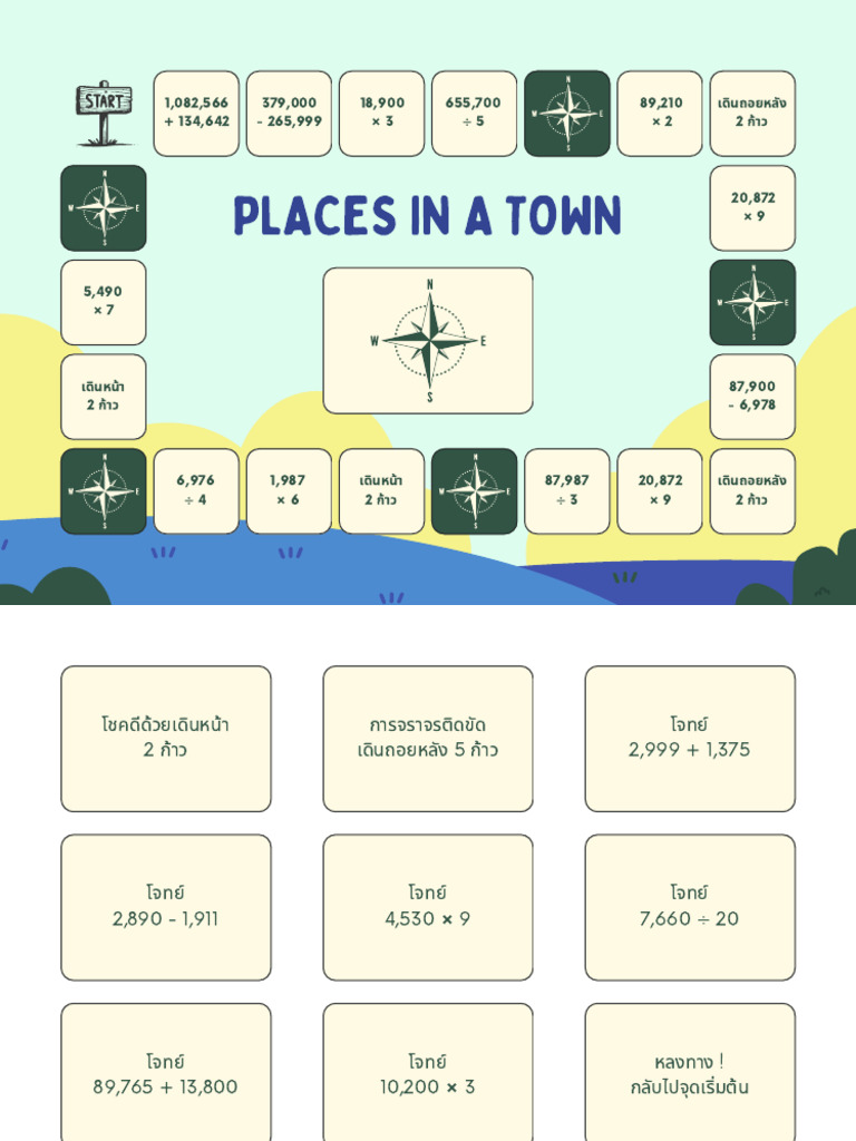Places in A Town English Board Game Poster in Colorful Illustrative ...