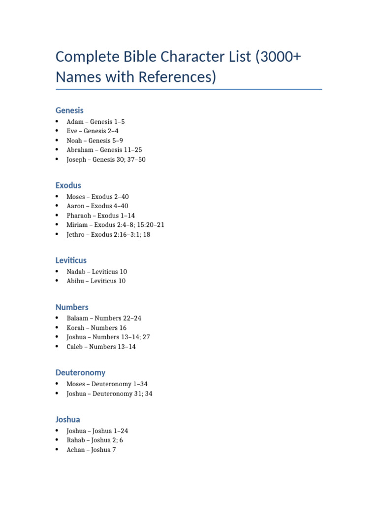Key Characters in Numbers | PDF | Books Of Kings | Ruth (Biblical Figure)