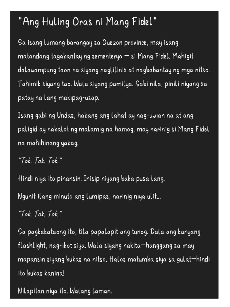 Ang Huling Oras Ni Mang Fidel | PDF