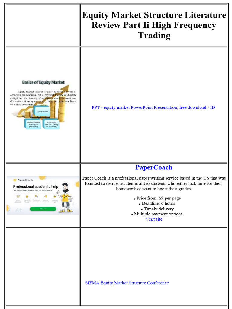 Equity Market Structure Literature Review Part II High Frequency ...