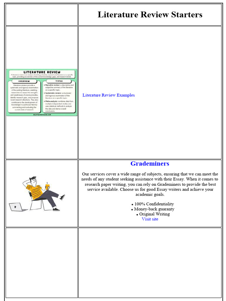 Literature Review Starters | PDF | Thesis | Essays