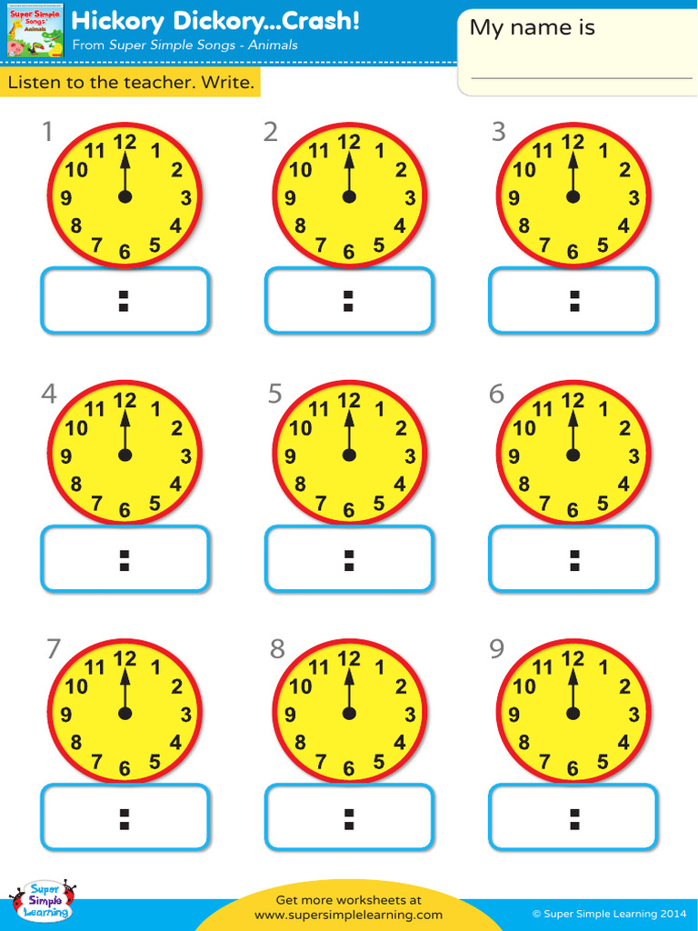 Hickory Dickory Crash Worksheet Listen and Write 1 | PDF