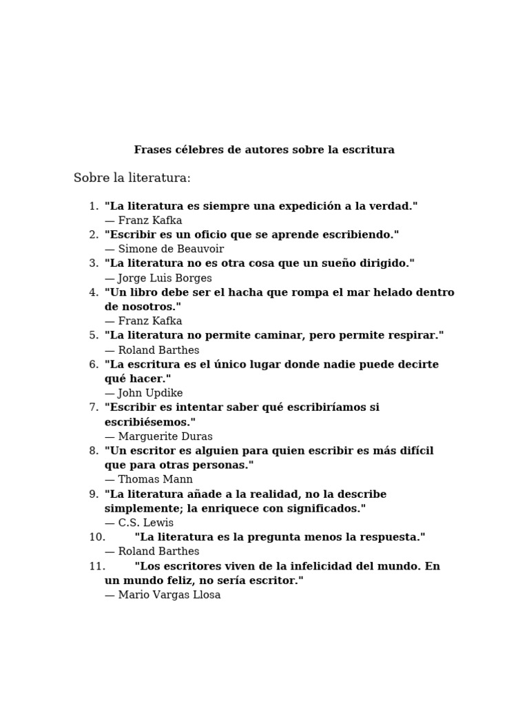 Frases célebres sobre la escritura | PDF