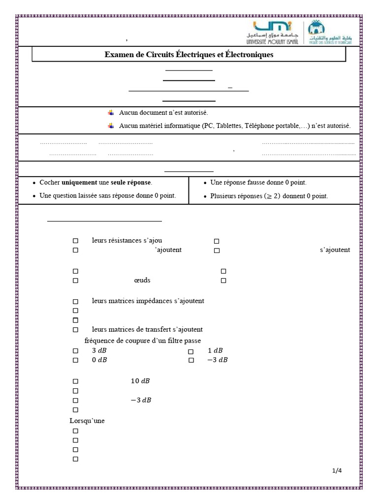 Examen Final Session Normale - 2023-2024 MIP-S2 - FSTE - Version Finale - 250613 - 124548 | PDF