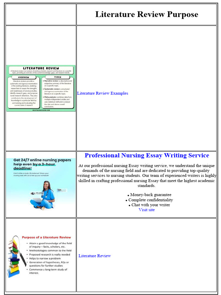Literature Review Purpose | PDF | Essays | Literature Review