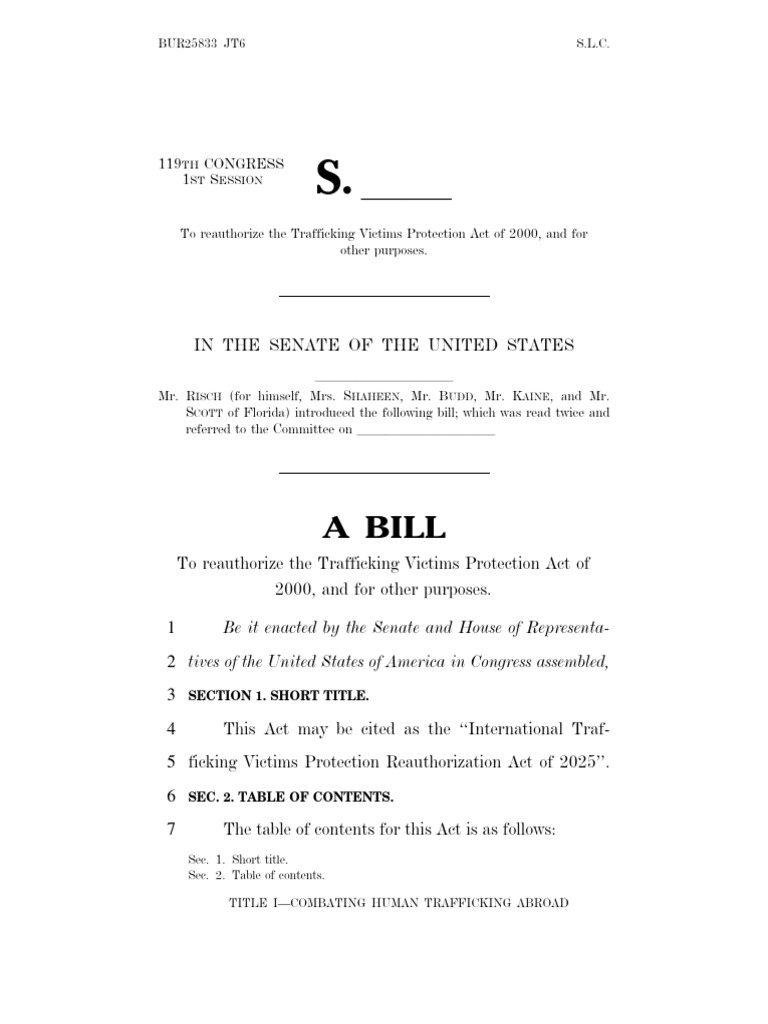 Trafficking Victims Protection Act 2025 | PDF | Government | Federal ...