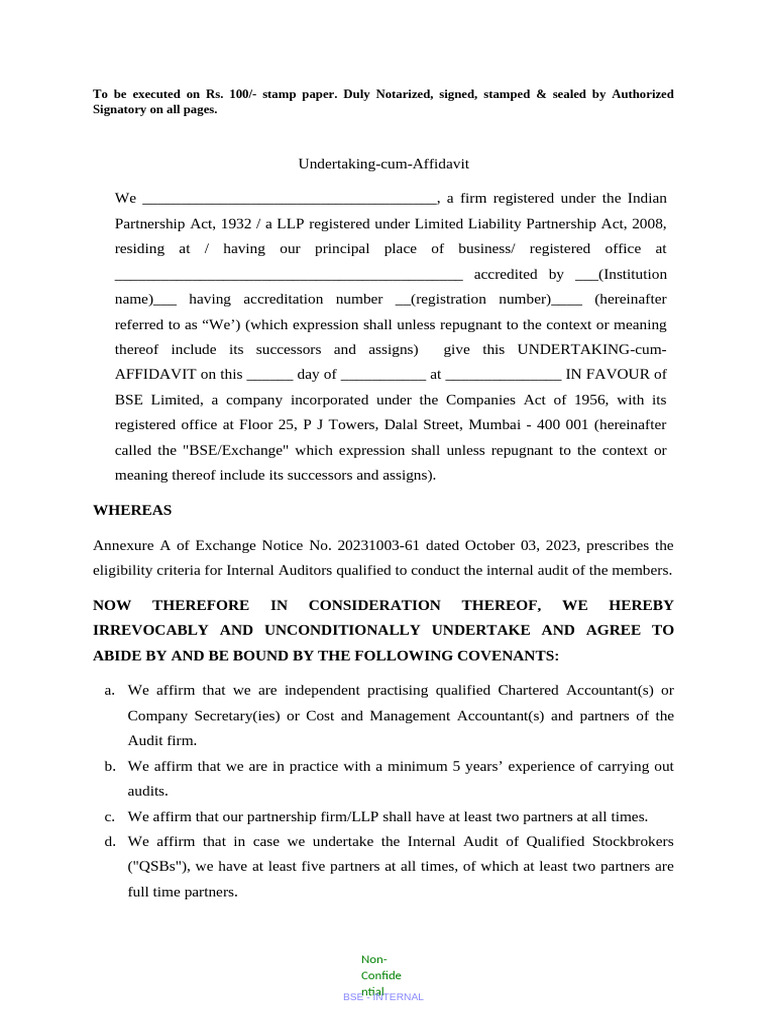 Undertaking Cum Affidavit | PDF | Limited Liability Partnership | Audit