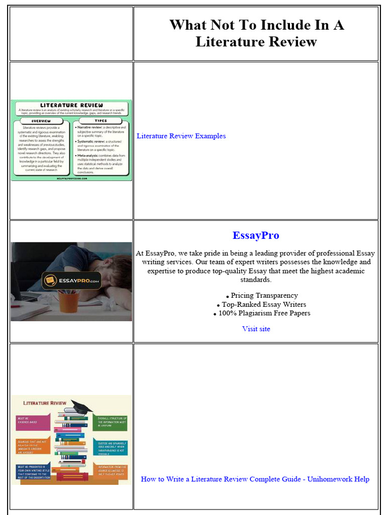 What Not To Include in A Literature Review | PDF | Essays | Expert