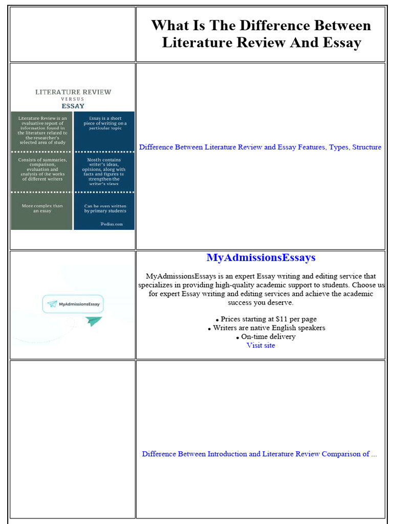 What Is The Difference Between Literature Review and Essay | PDF ...