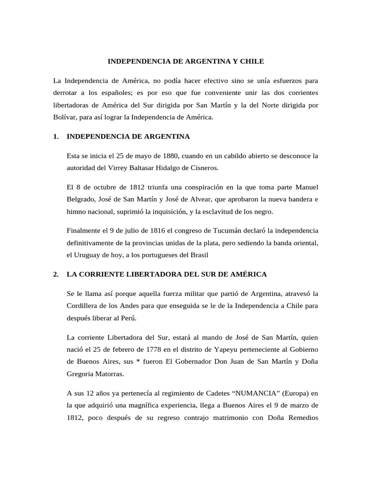 2 - Independencia de Argentina y Chile | PDF | América del Sur