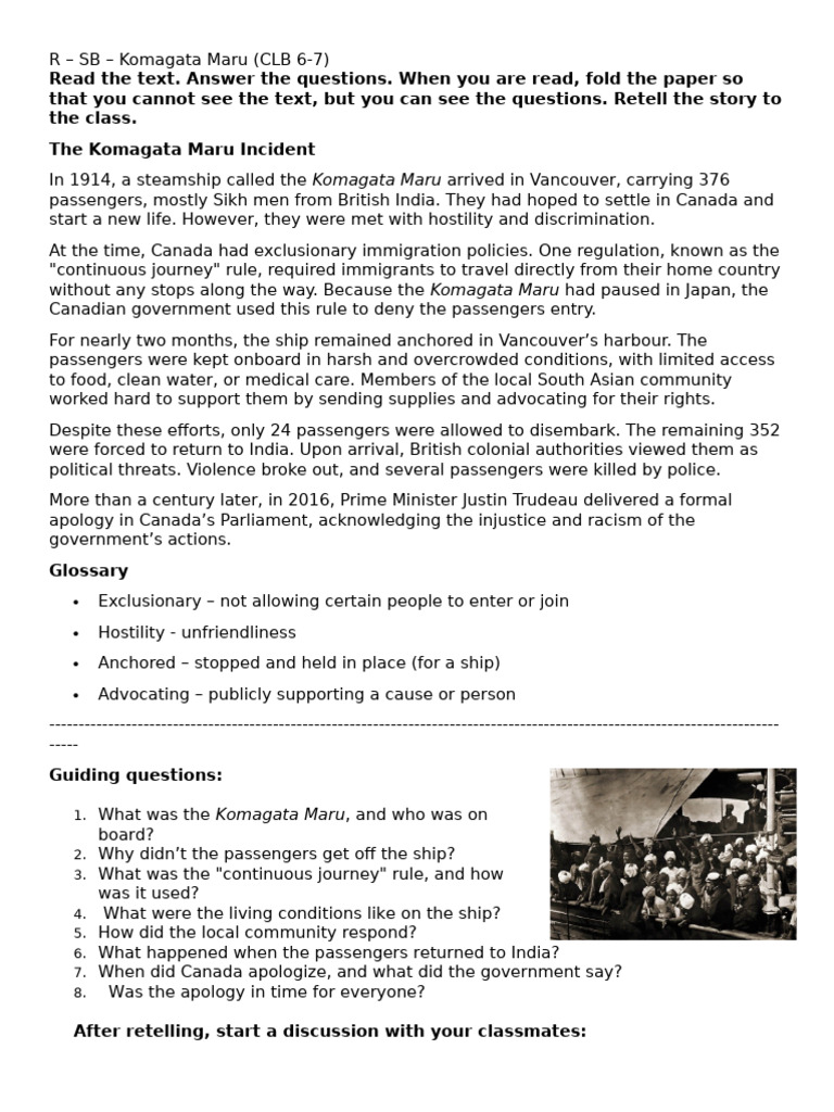 R - SB - Komagata Maru CLB 6-7 | PDF | Canada | Politics Of Canada