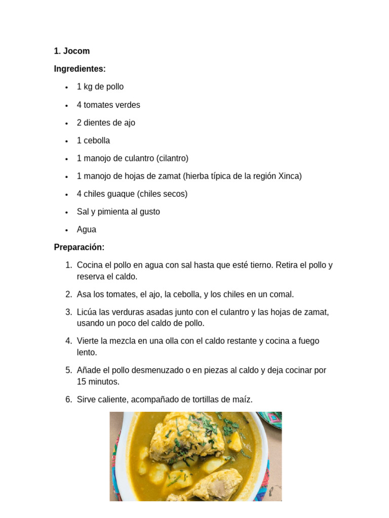 Recetas Típicas Xincas y Mexicanas | PDF | Cilantro | Maíz