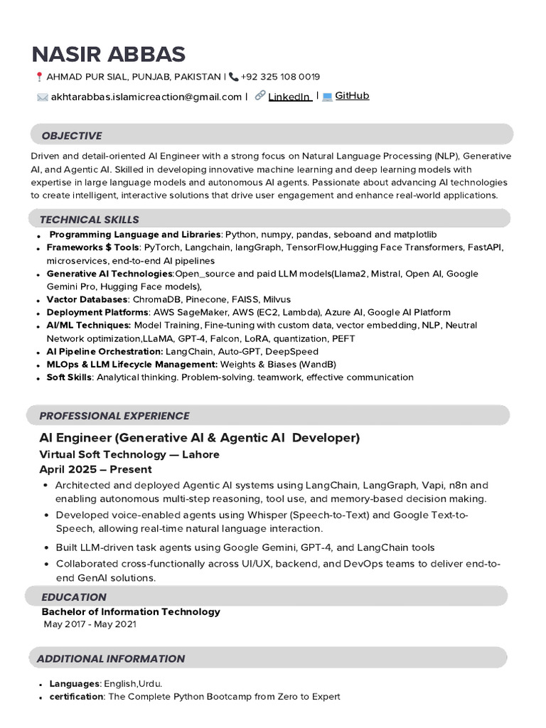Nasir Abbas AI Developer Resume 1 | PDF