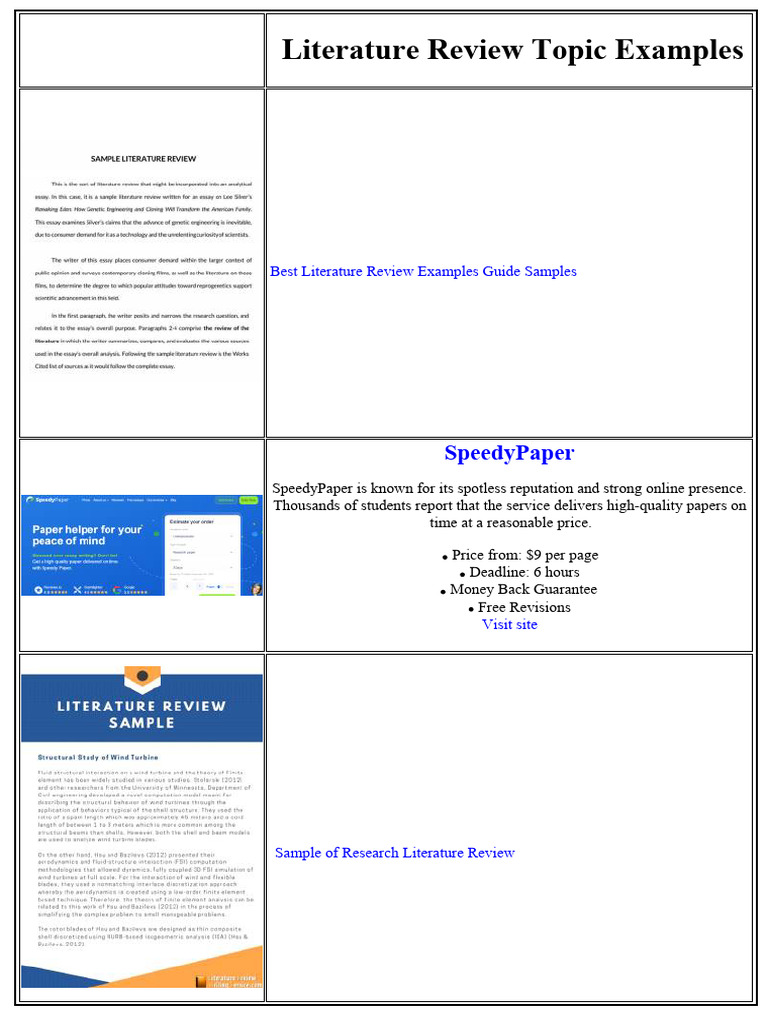 Literature Review Topic Examples | PDF | Thesis | Essays